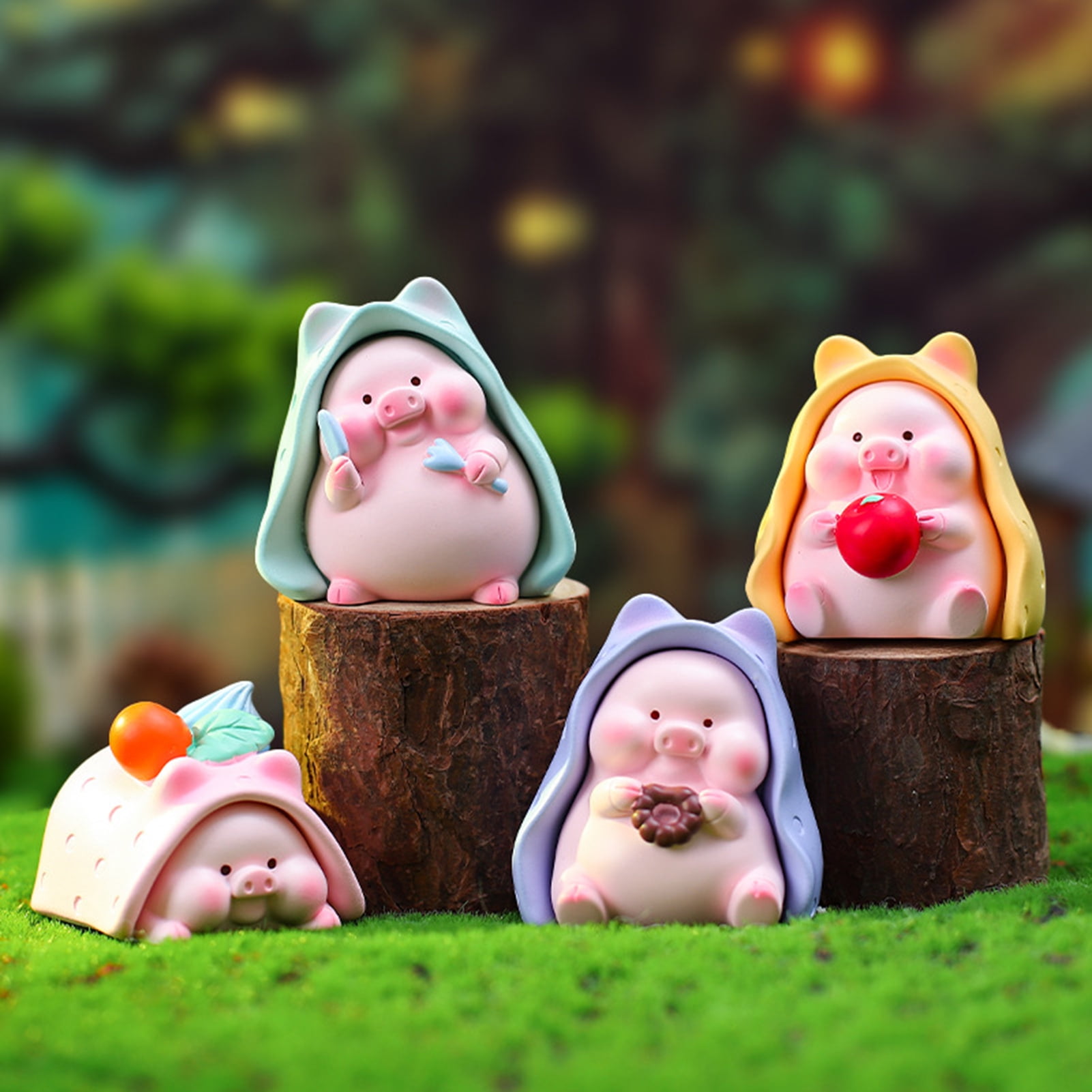 UDIYO Cute Pink Piggy Toy, Mini Resin Pig Figurines, Miniature Moss ...