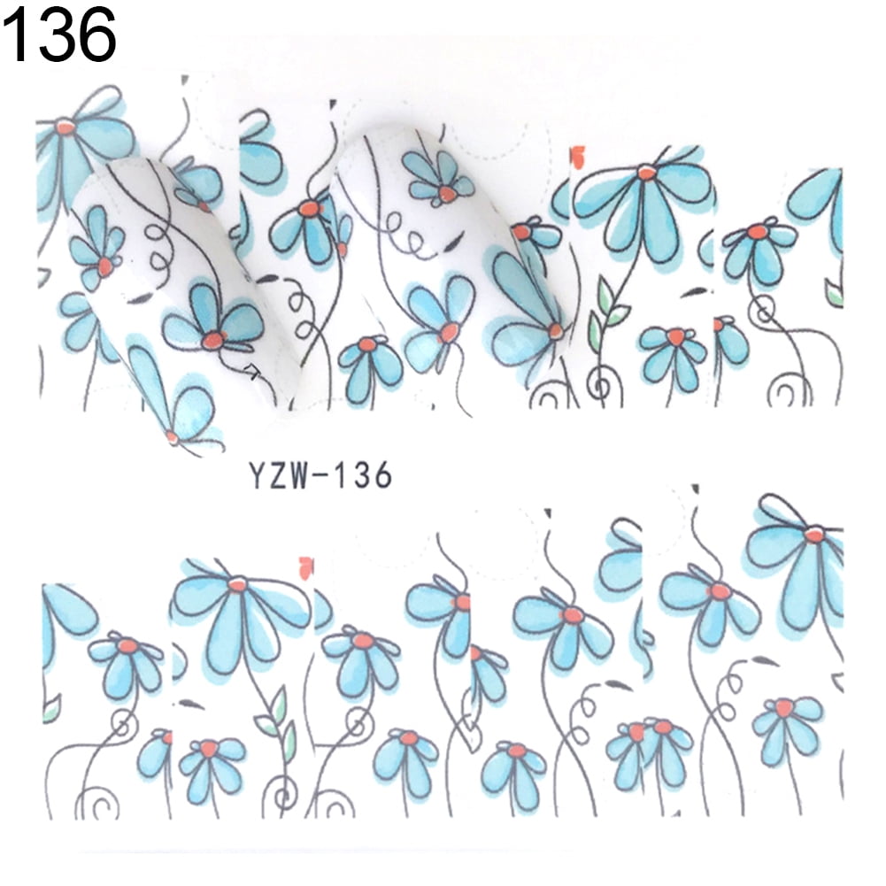 UDIYO DIY Flower Full Cover Wrap Nail Art Sticker Adhesive Decal Decor ...