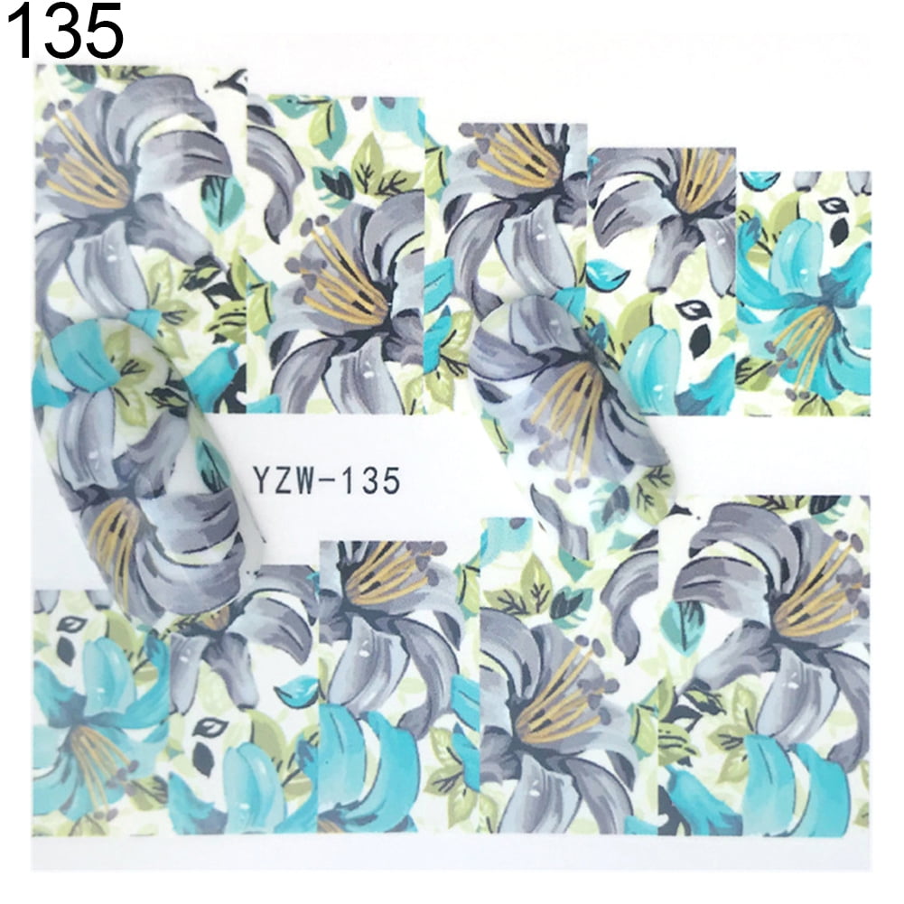 UDIYO DIY Flower Full Cover Wrap Nail Art Sticker Adhesive Decal Decor ...