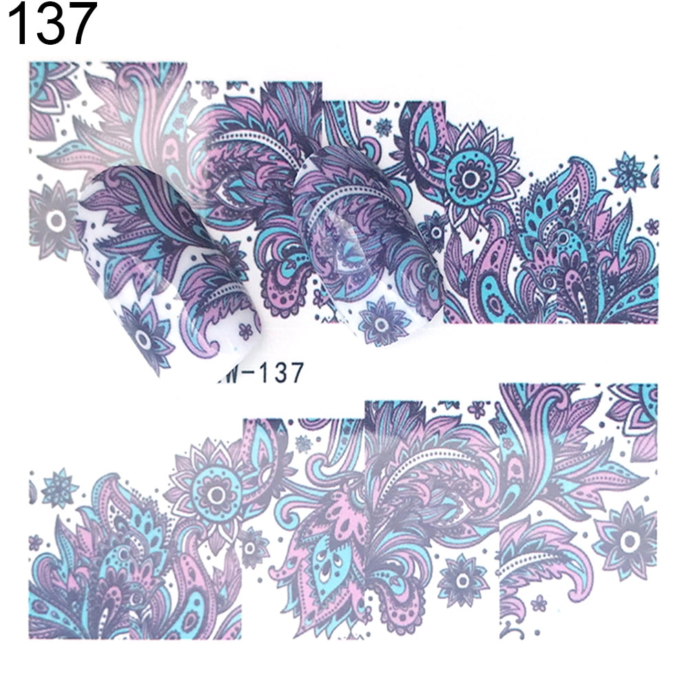 UDIYO DIY Flower Full Cover Wrap Nail Art Sticker Adhesive Decal Decor ...
