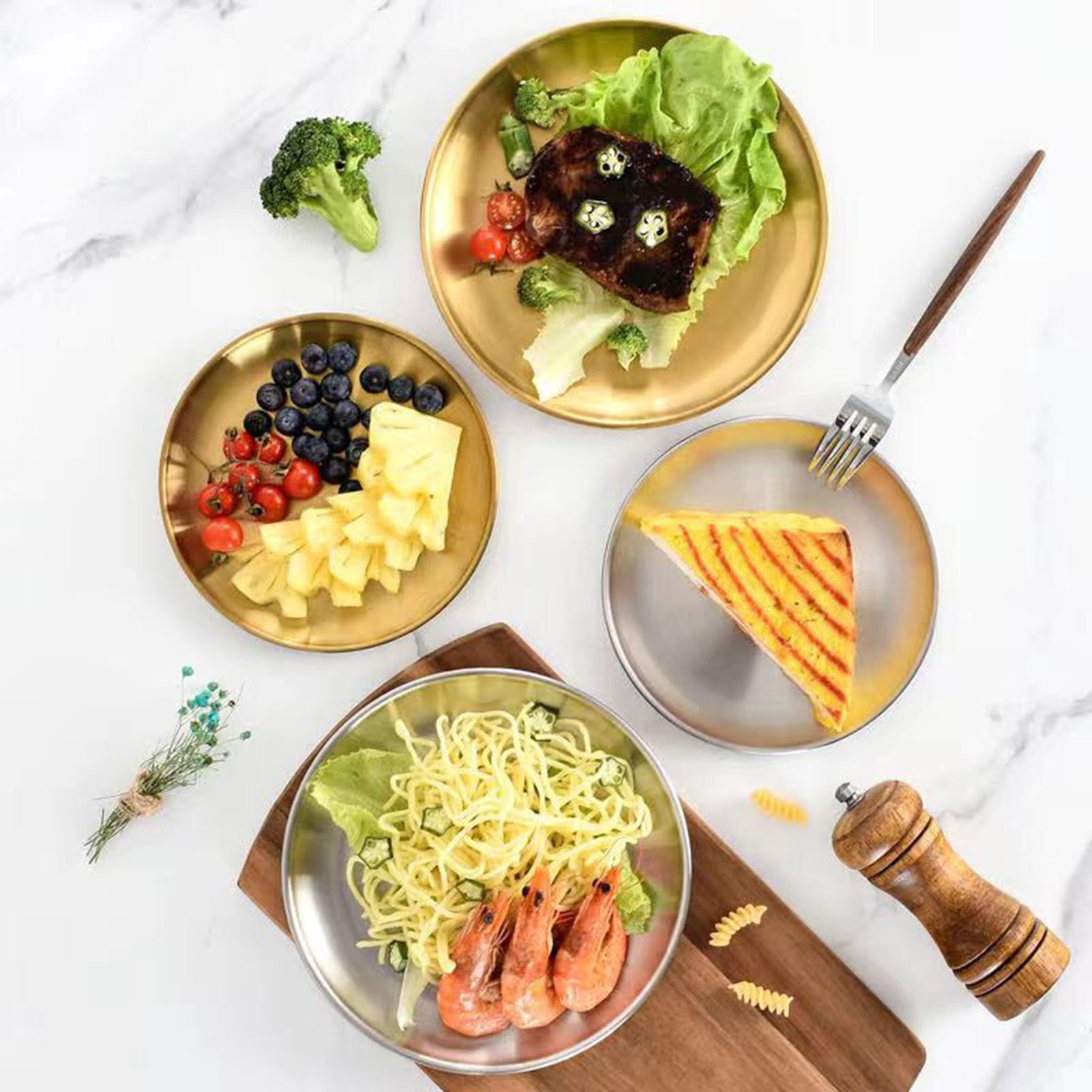 UDIYO Dinner Plate Anti-rust,201 Stainless Steel Smooth Surface Western ...