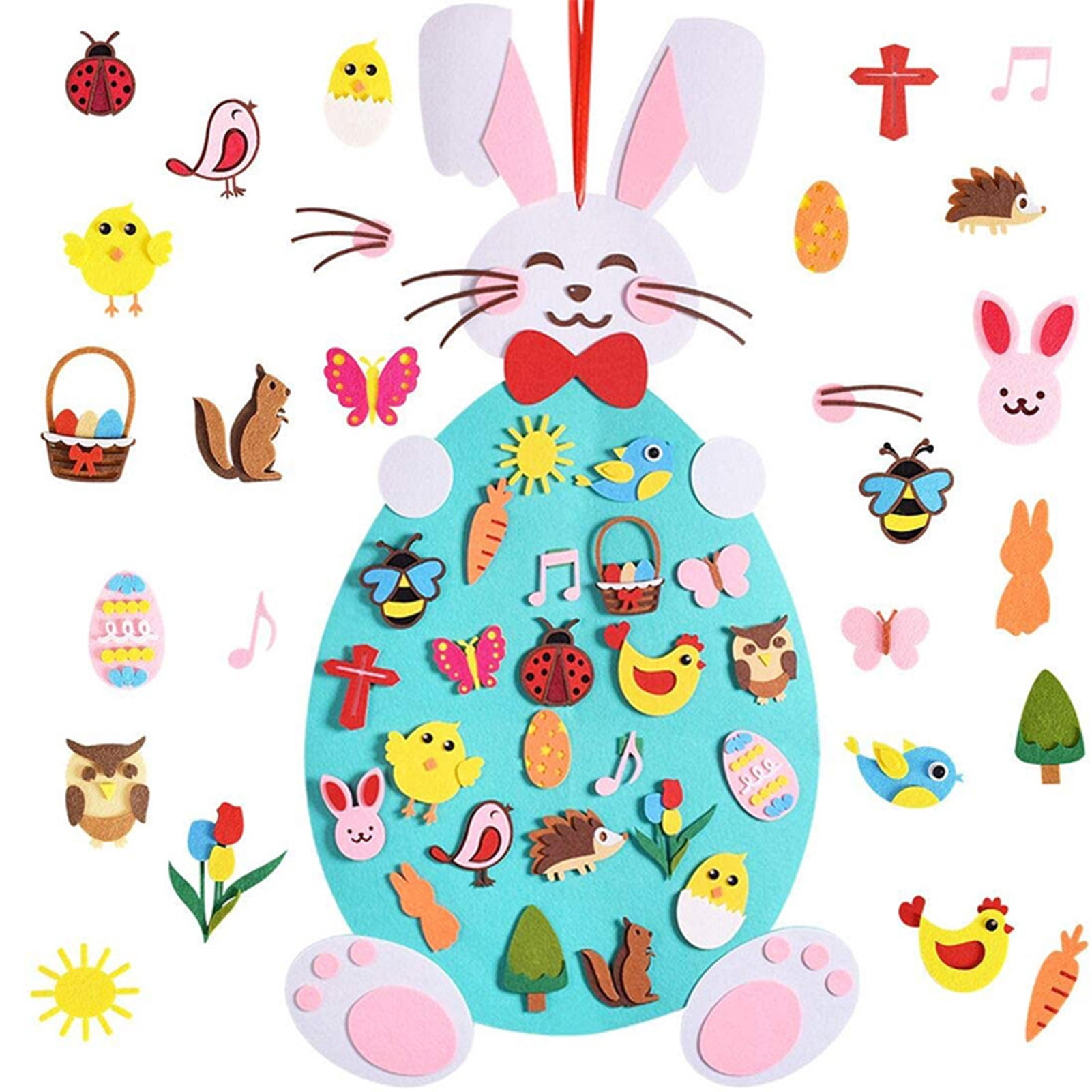 UDIYO Easter Felt Board Decorations for Home, Easter DIY Rabbit Crafts ...