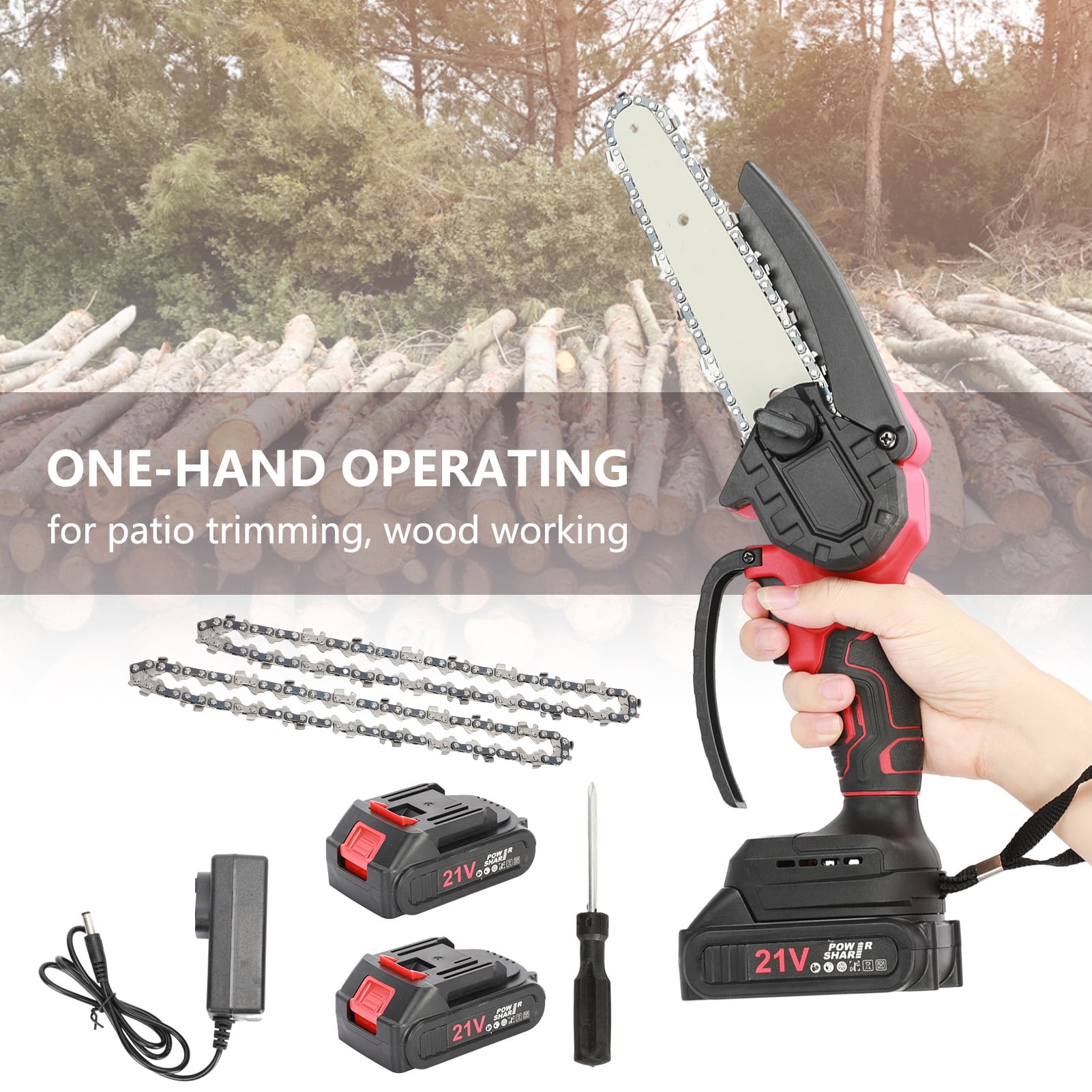 UDIYO Electric Chainsaw High-Power Motor Rechargeable Ergonomic Handle ...