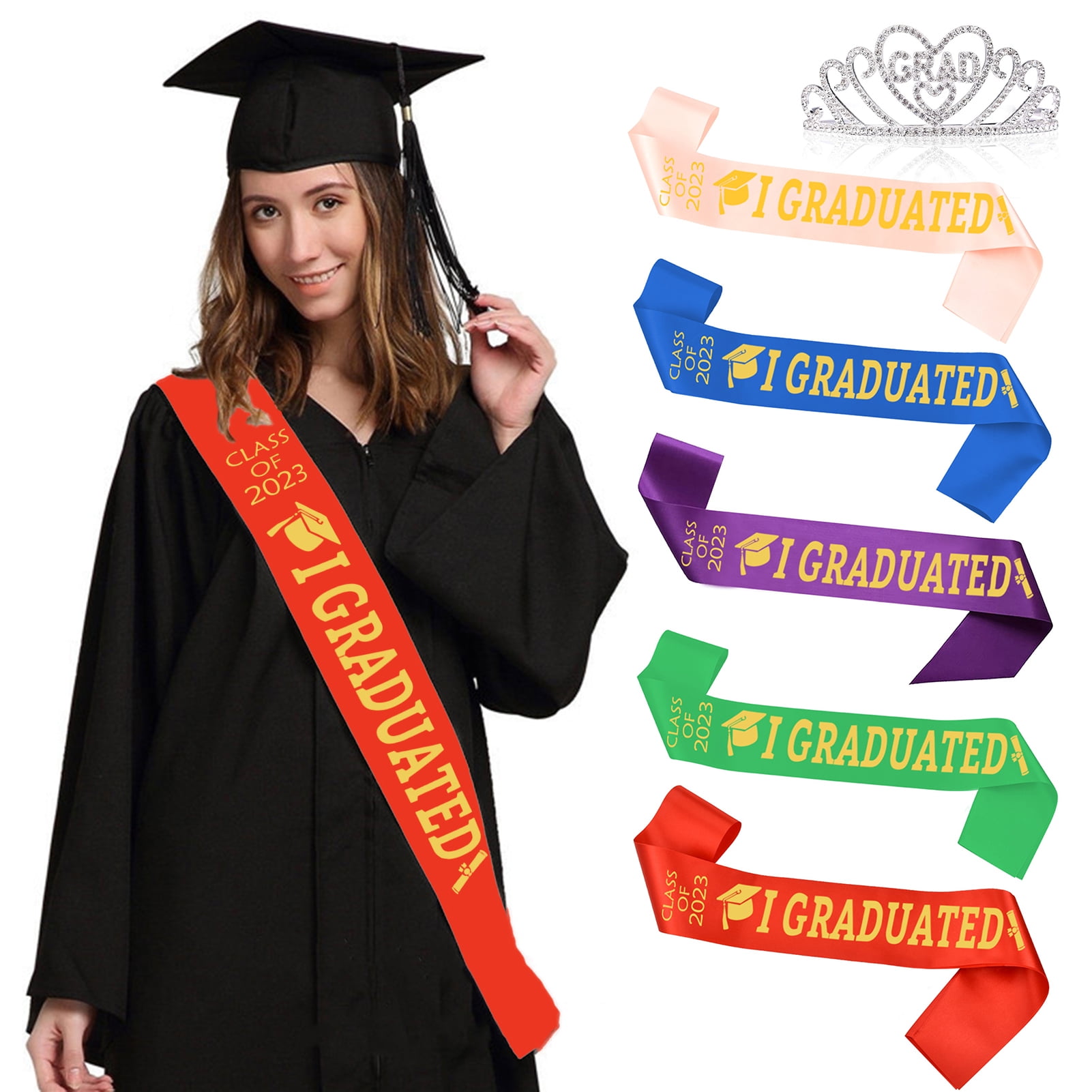 UDIYO Graduation Sash and Crown Tiara, Graduation Party Supplies ...