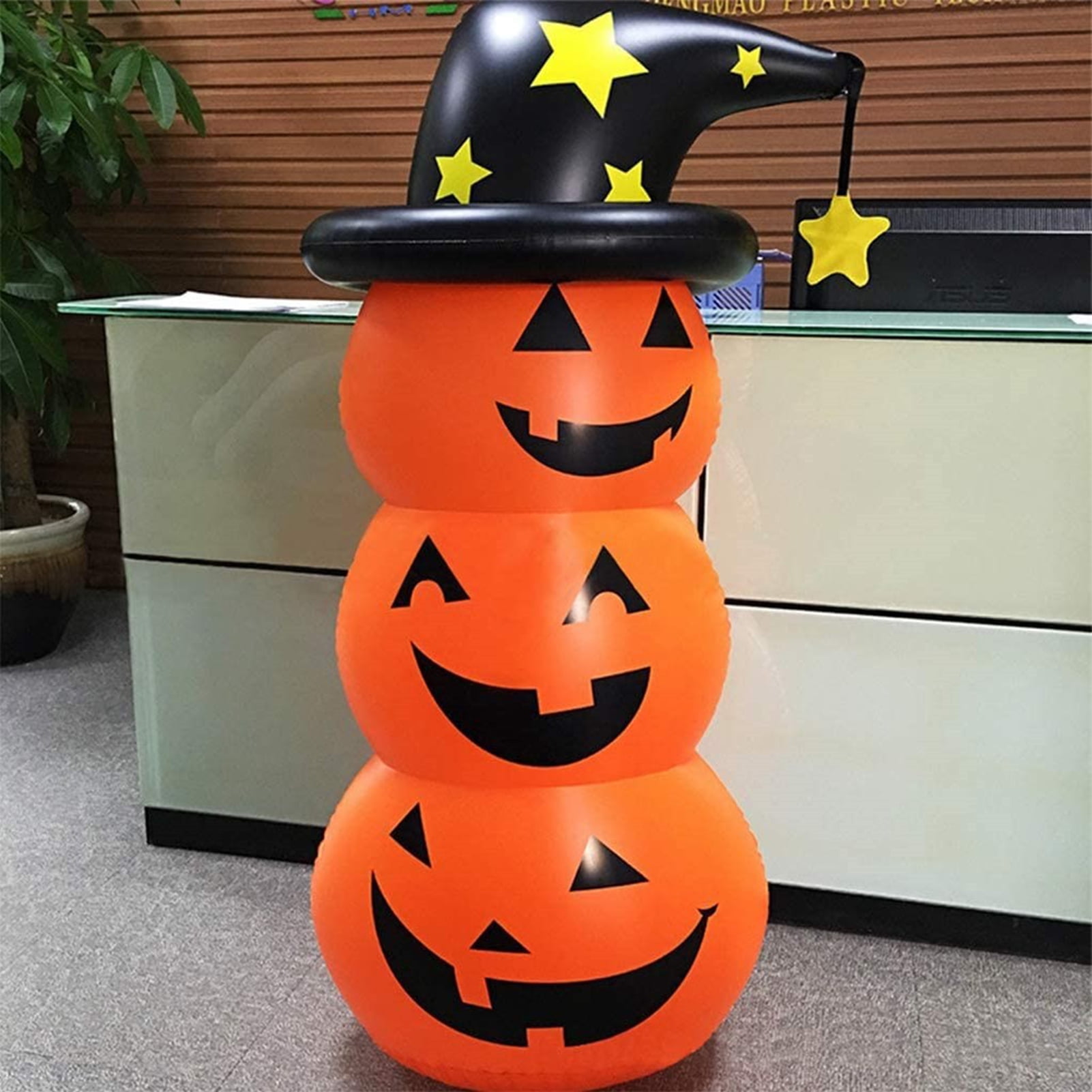 UDIYO Halloween Ornaments 55.12" Halloween Inflatable LED 3 Pumpkins ...