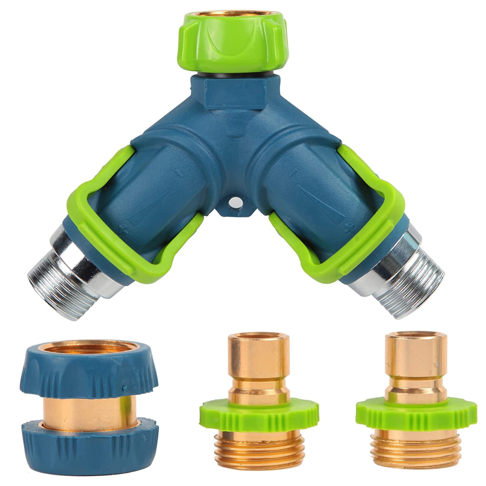 UDIYO Hose Splitter Two Faucet Outlets Thumb Control Multi-valve Rust ...