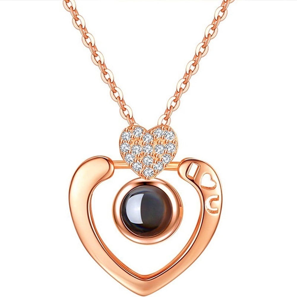 UDIYO I Love You 100 Languages Light Projection Round/Heart Pendant ...