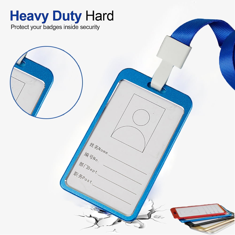UDIYO ID Badge Holder with Lanyard, Aluminum Badge Holder for Office ...