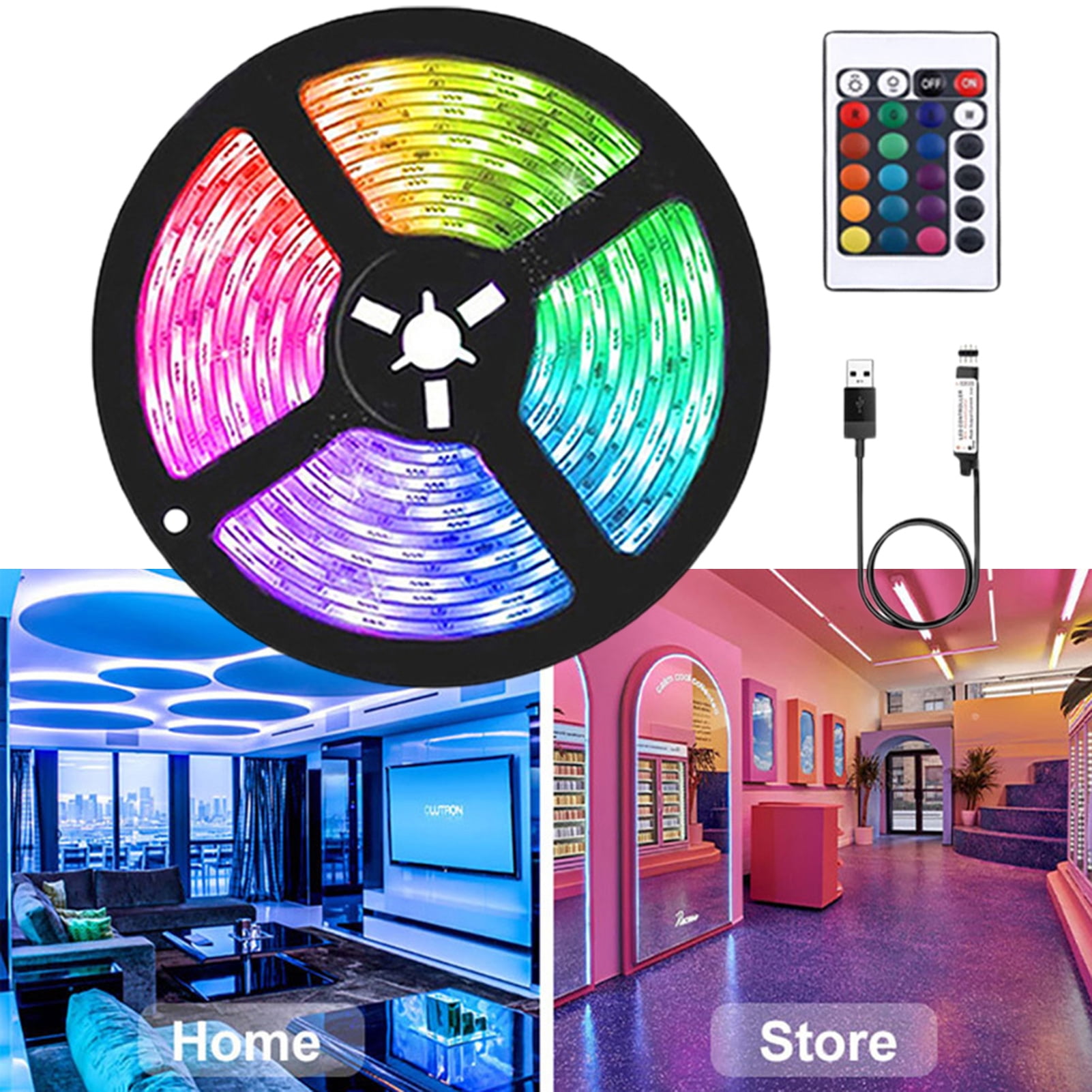 UDIYO LED Strip Lights, Ultra-Long RGB LED Strips with Remote ...