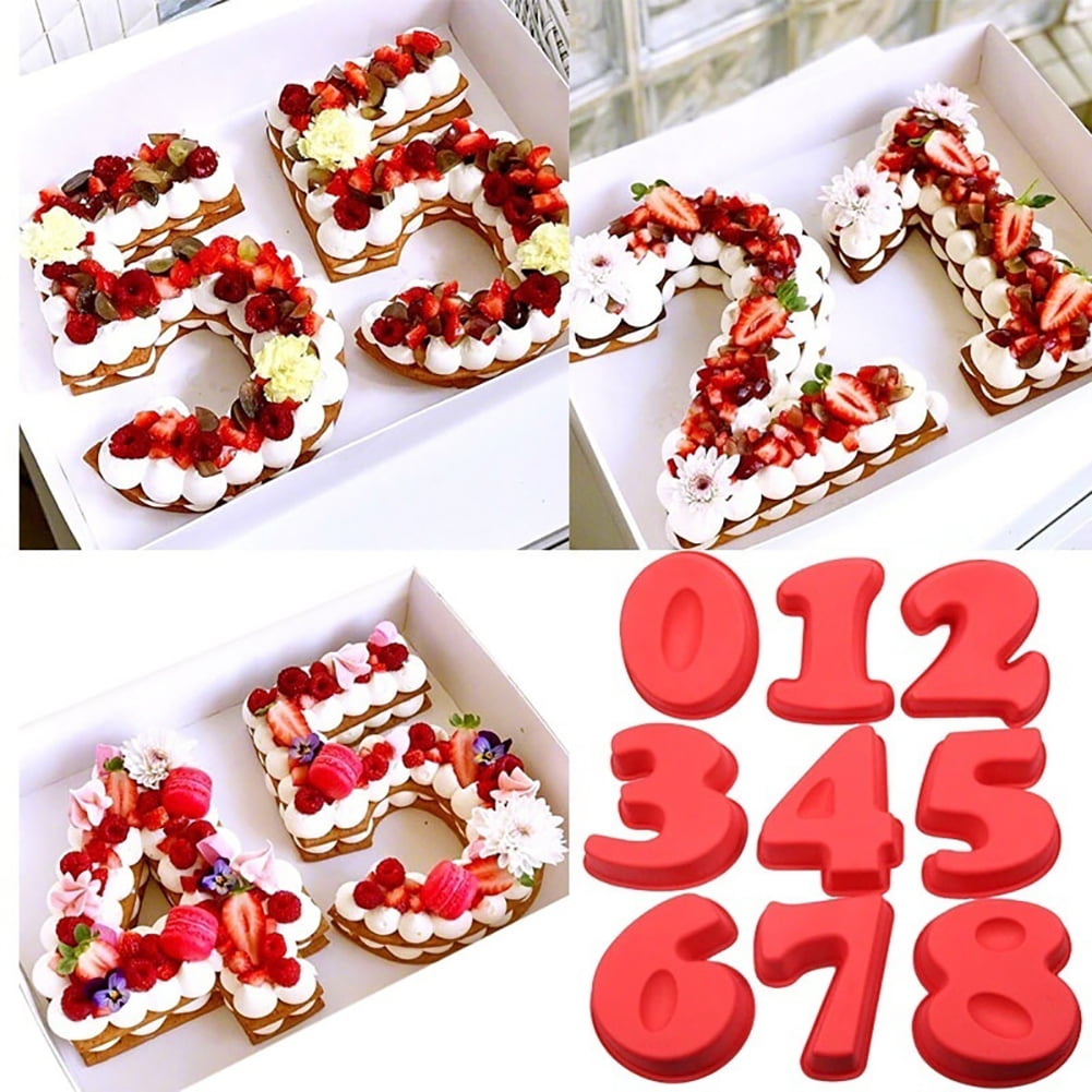 UDIYO Large Size Number Moulds Baking Forms Silicone Number Mold Cake ...
