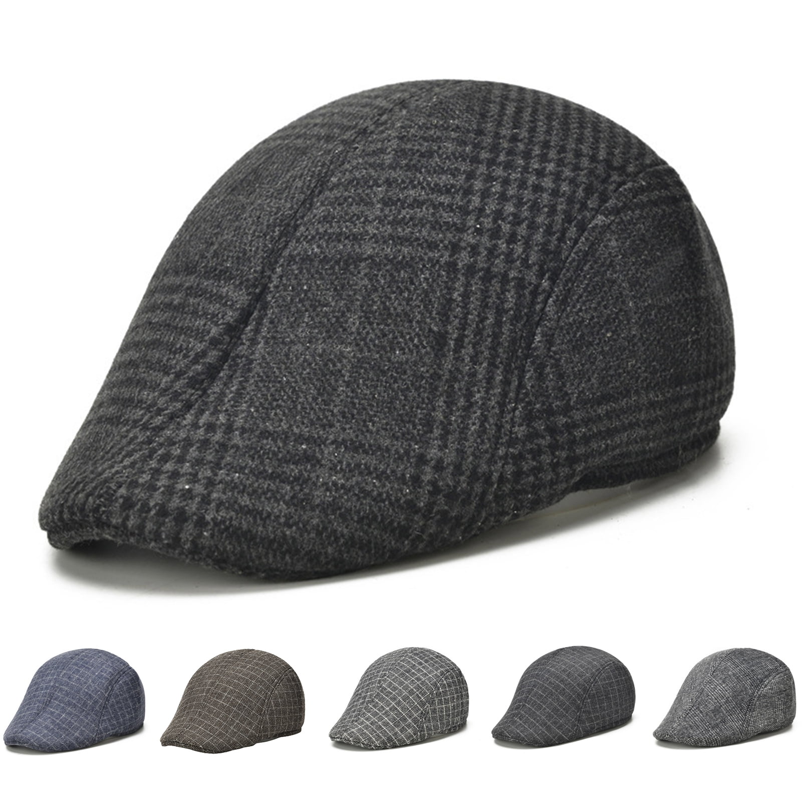 UDIYO Mens Newsboy Cap Winter Beret Hat Cabbie Flat Cap - Walmart.com