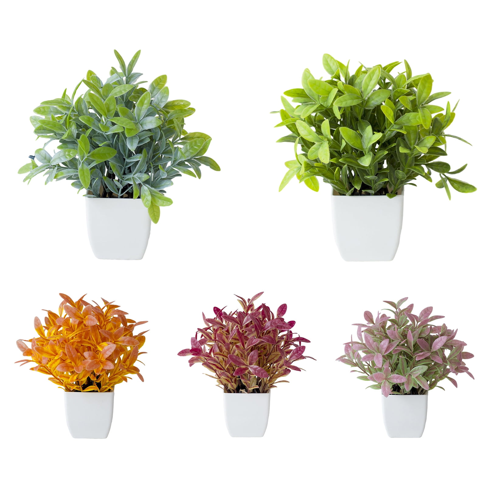 UDIYO Mini Fake Plants in Pots, Artificial Plastic Eucalyptus Plants ...