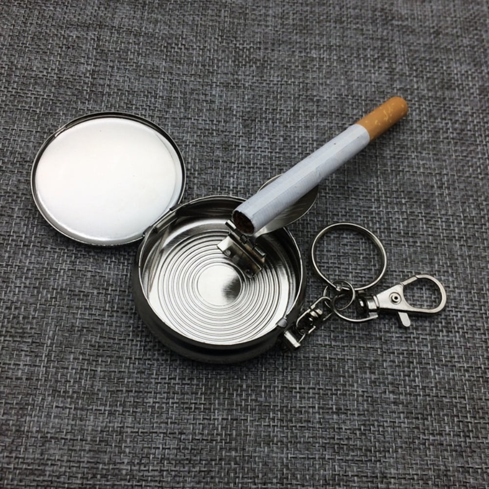 UDIYO Mini Round Pocket Cigarette Ashtray with Key Chain Portable ...