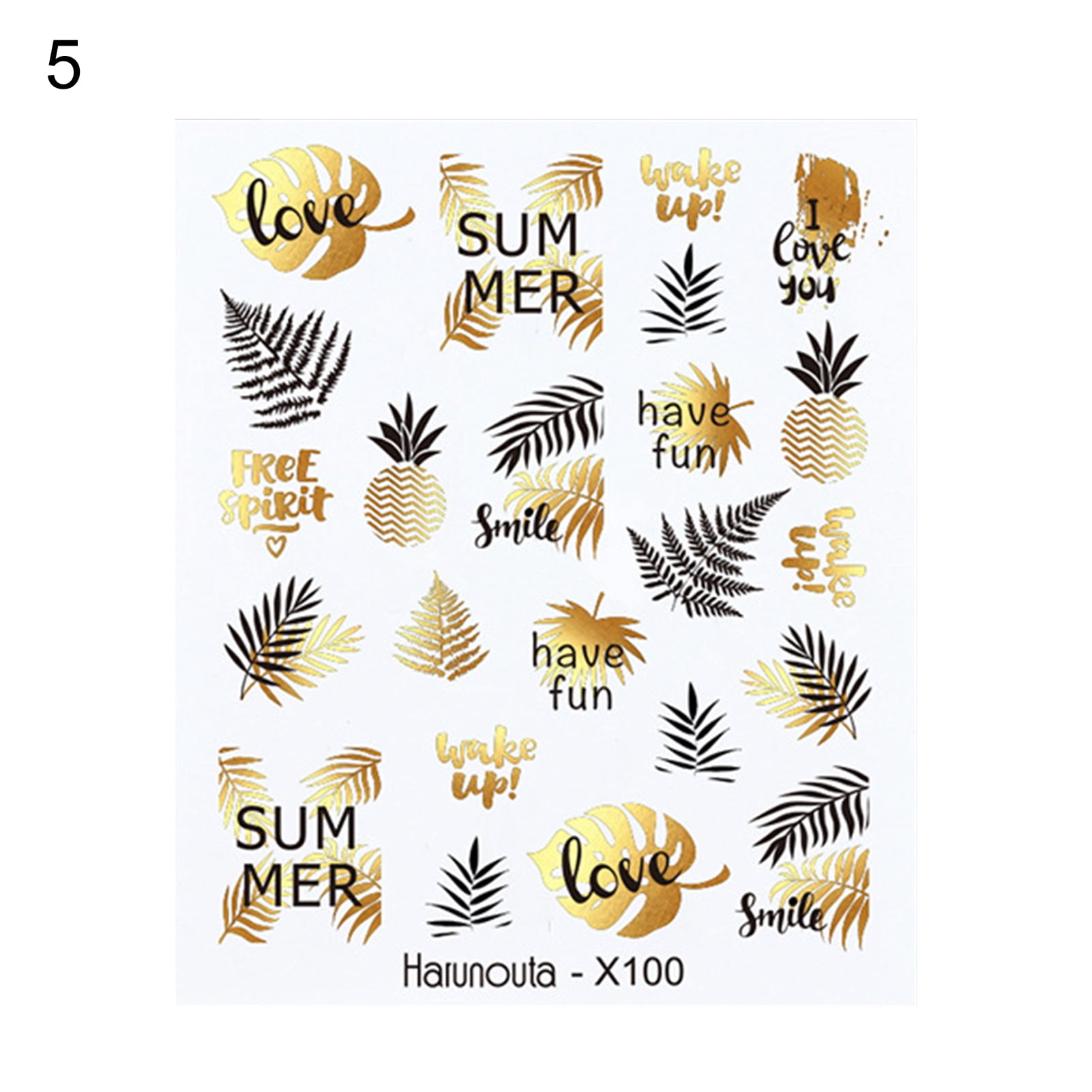 UDIYO Nail Decals Romantic 3D Effects Creative Leaves Flower Love ...