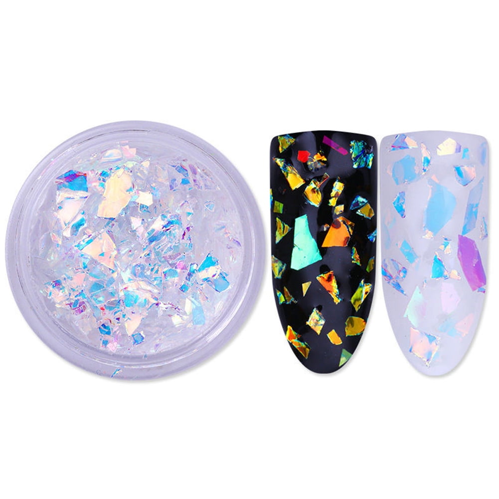 UDIYO Nail Giltter Sequines Fluorescent Glass Paper Dust Powder Nail ...