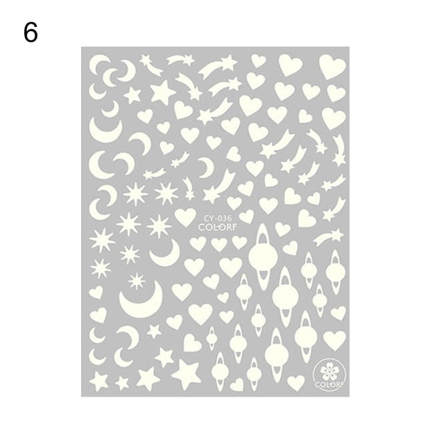 UDIYO Nail Sticker Fluorescent Effect Glowing In Dark Good Adhesion ...