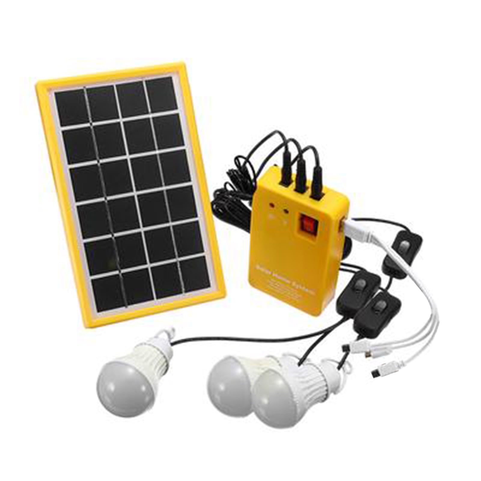 UDIYO Outdoor Portable Solar Panel Electric Generator 3 LED Bulb Power ...