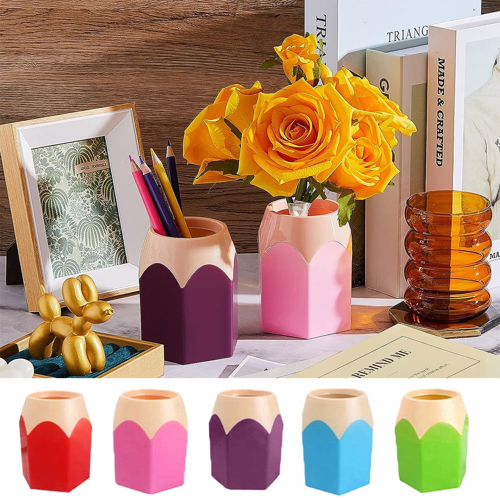 UDIYO Pencil Shaped Pen Holders Pencil Storage Organizer, Cute Desktop ...