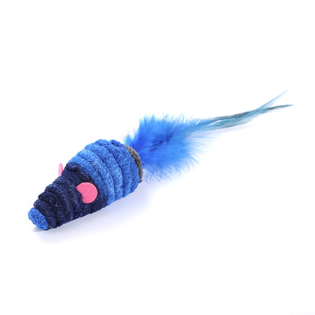 UDIYO Pet Cat Kitten Plush Cute Mouse Rat Doll Feather Ball Bite ...