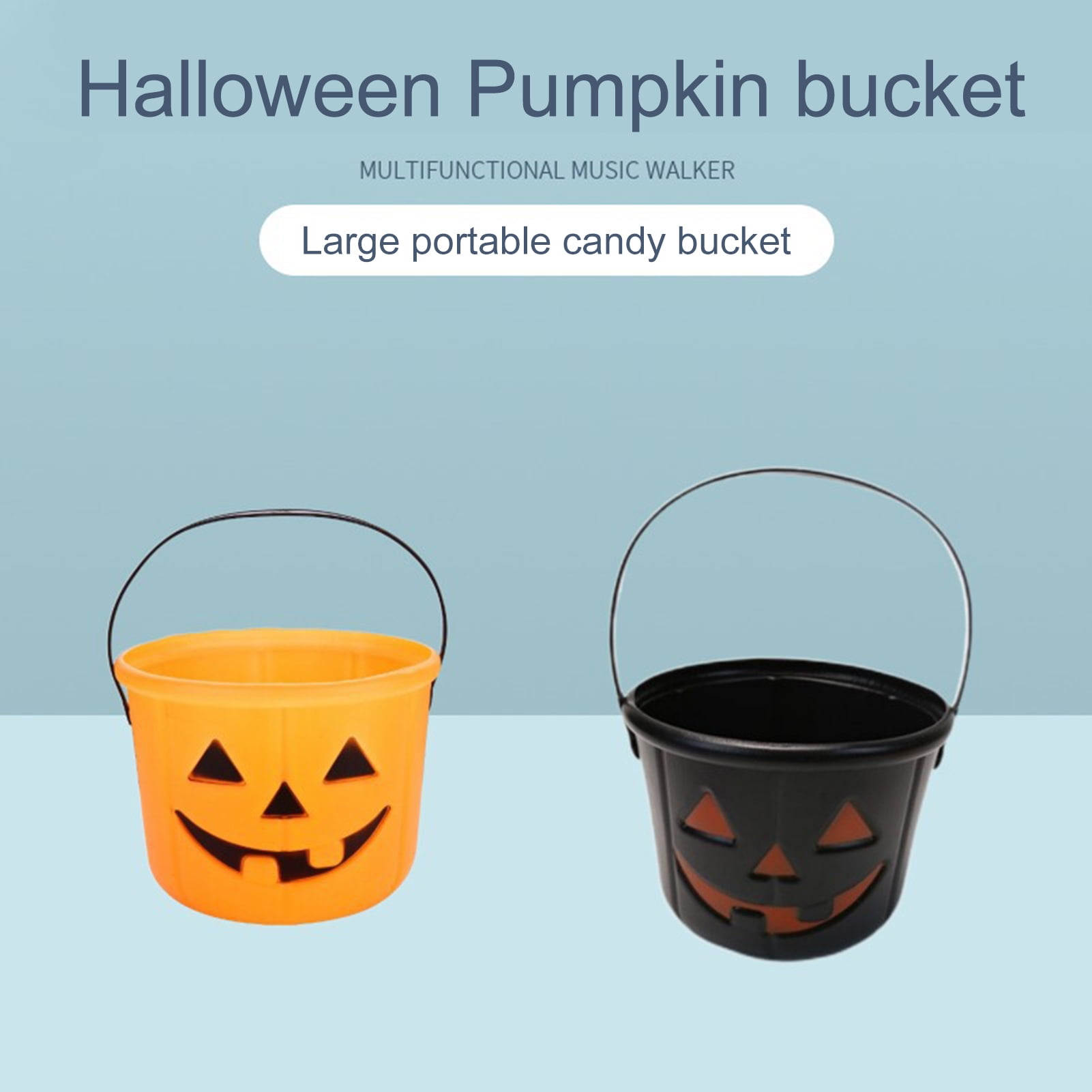 UDIYO Plastic Bucket Halloween Pumpkin Bucket Portable Pumpkin Candy ...