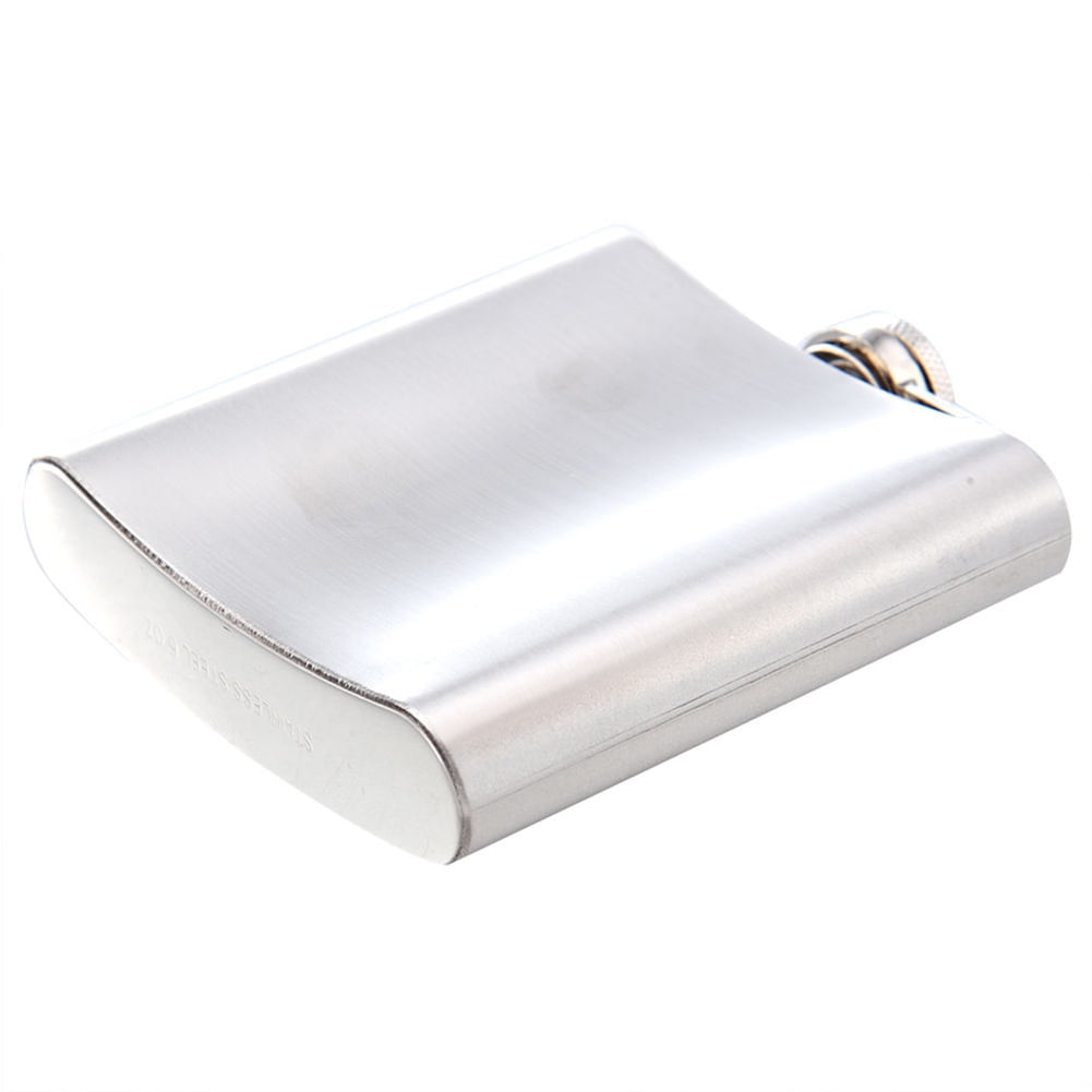 UDIYO Portable 6oz Stainless Steel Flask Screw Cap + Funnel for Vodka ...