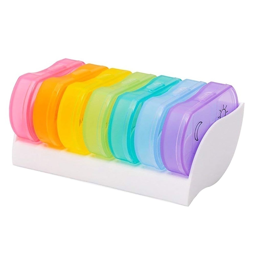 UDIYO Portable Rainbow 7 Days Weekly Pill Medicine Box Drug Storage ...