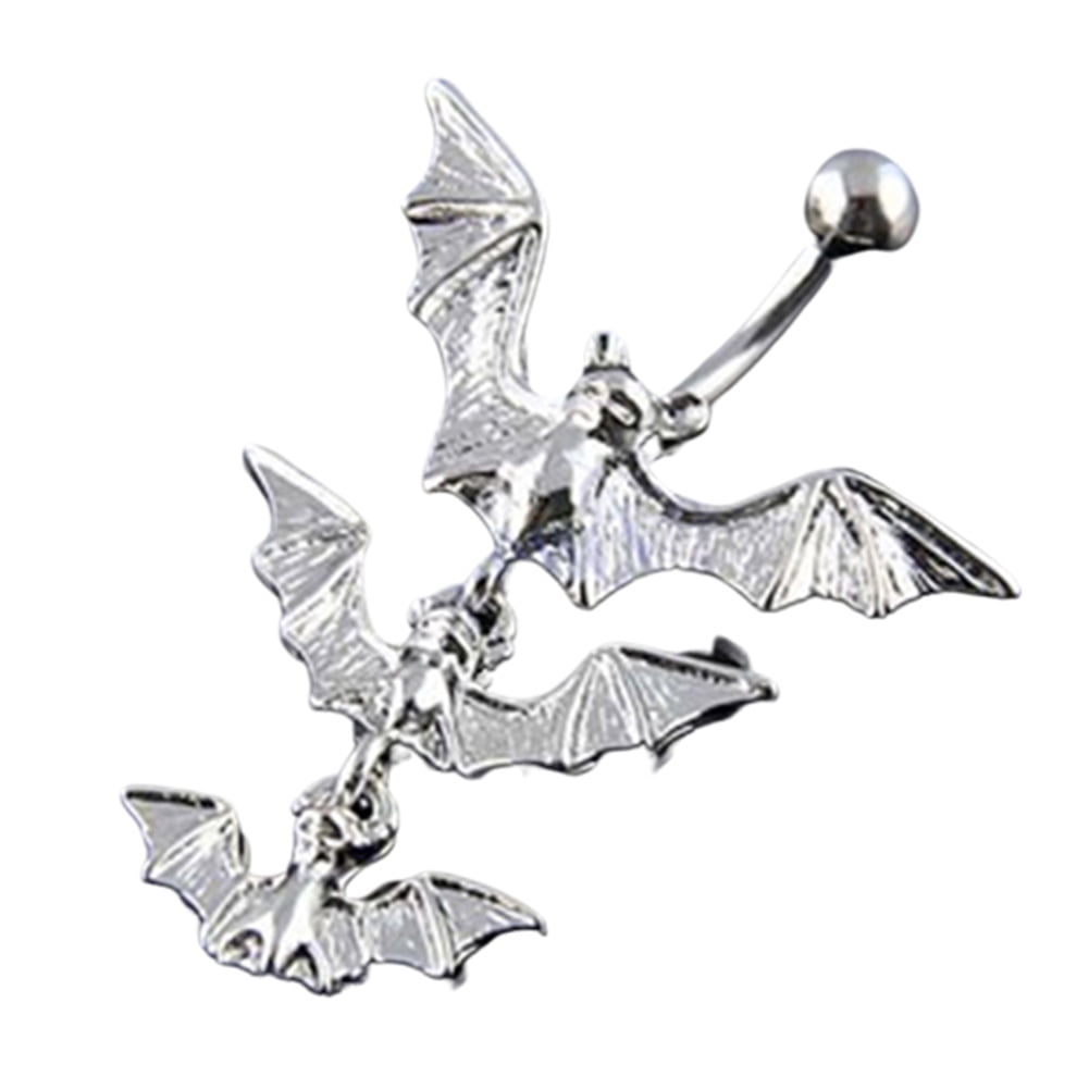 UDIYO Punk Flying Bats Dangle Barbell Belly Button Ring Navel Ring Body ...