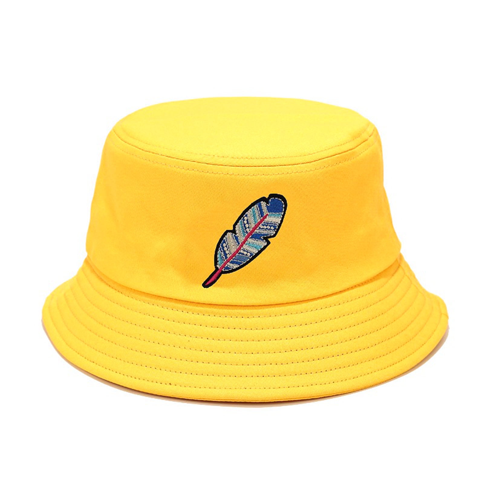 UDIYO Retro Feather Pattern Bucket Hat Unisex Sunscreen Spring Outdoor ...