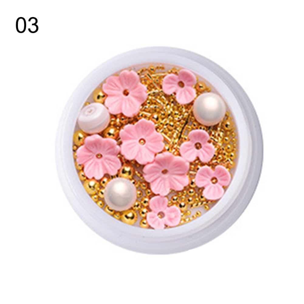 UDIYO Shell Flower Bead Rhinestone Mixed 3D Nail Art Sequin DIY ...