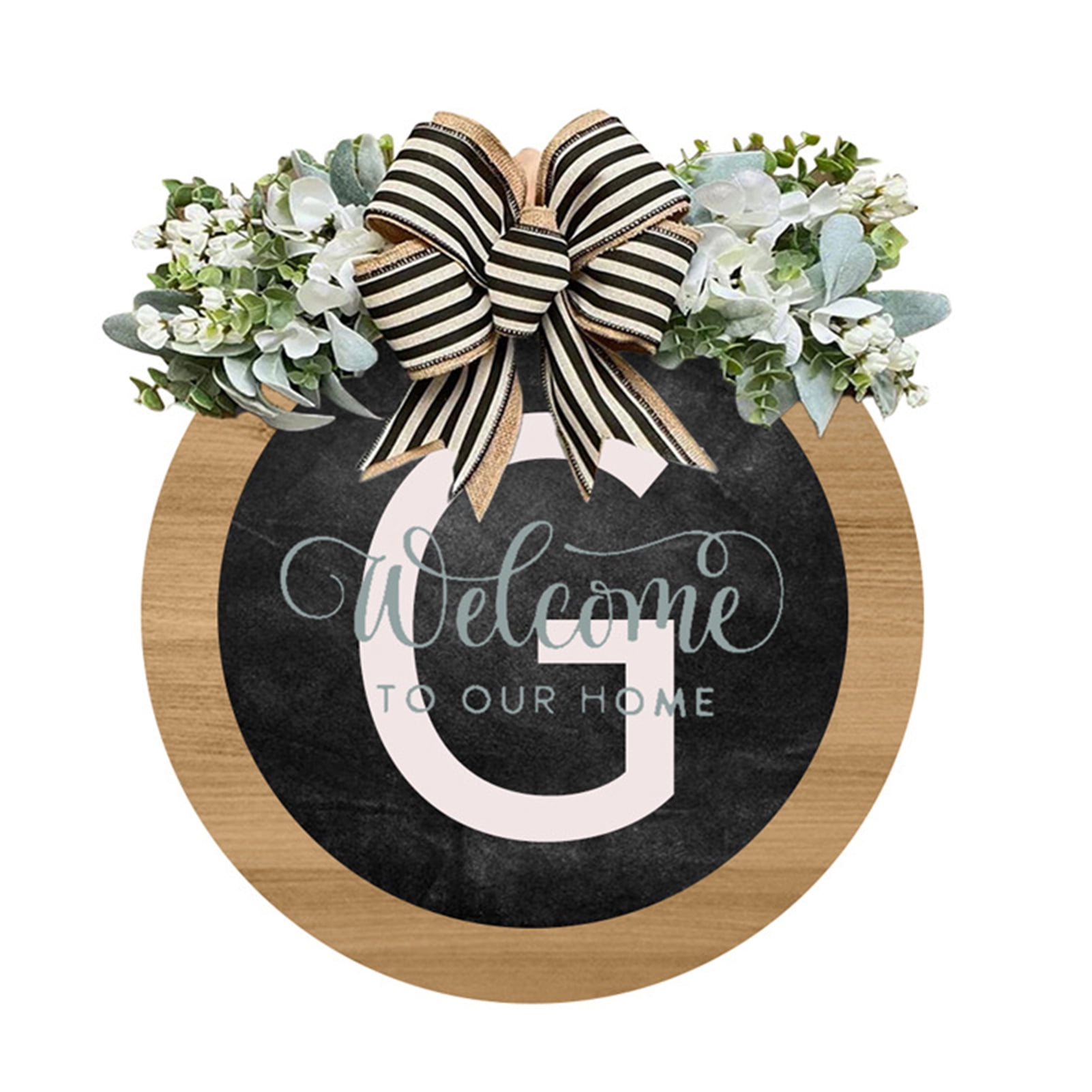 UDIYO Unique Last Name Year Round Front Door Wreath, Welcome Sign ...