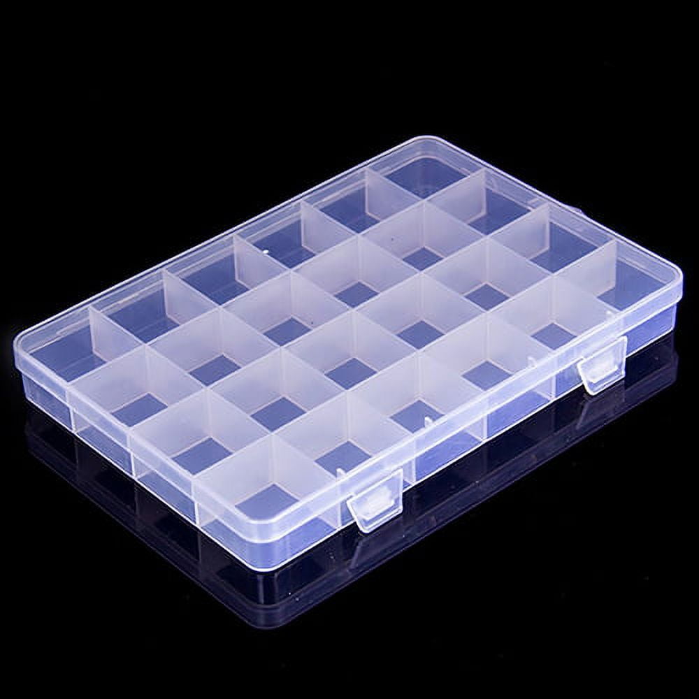 UDIYO Useful 24 Compartments Clear Plastic Storage Box Bin Jewelry ...