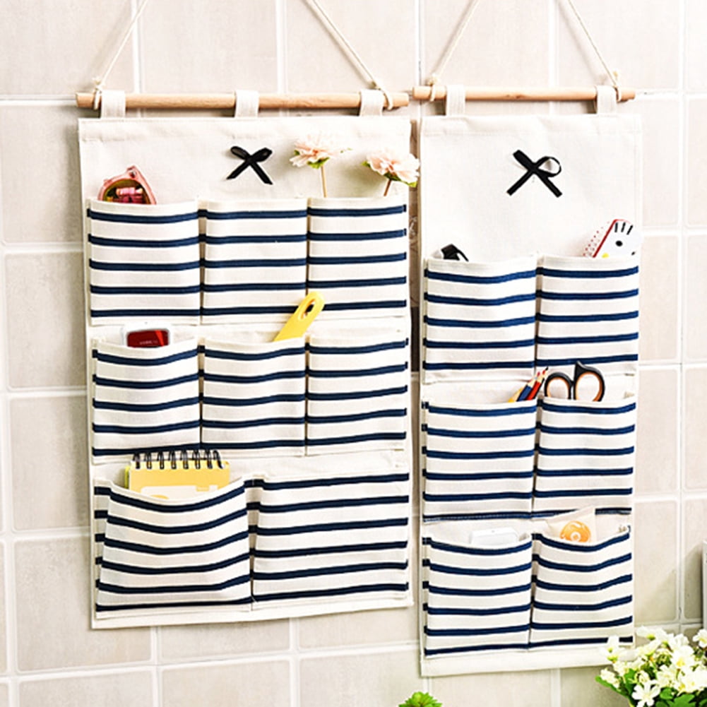 UDIYO Wall Closet Hanging Storage Bag, Premium Cotton Flax Fabric Over ...