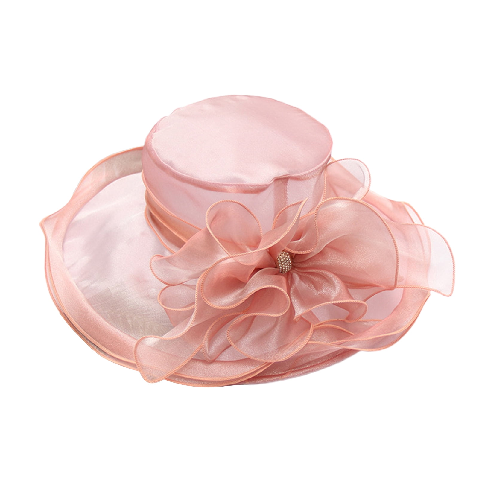 UDIYO Women Church Cap Wide Brim Cloth Flower Temperament Foldable ...