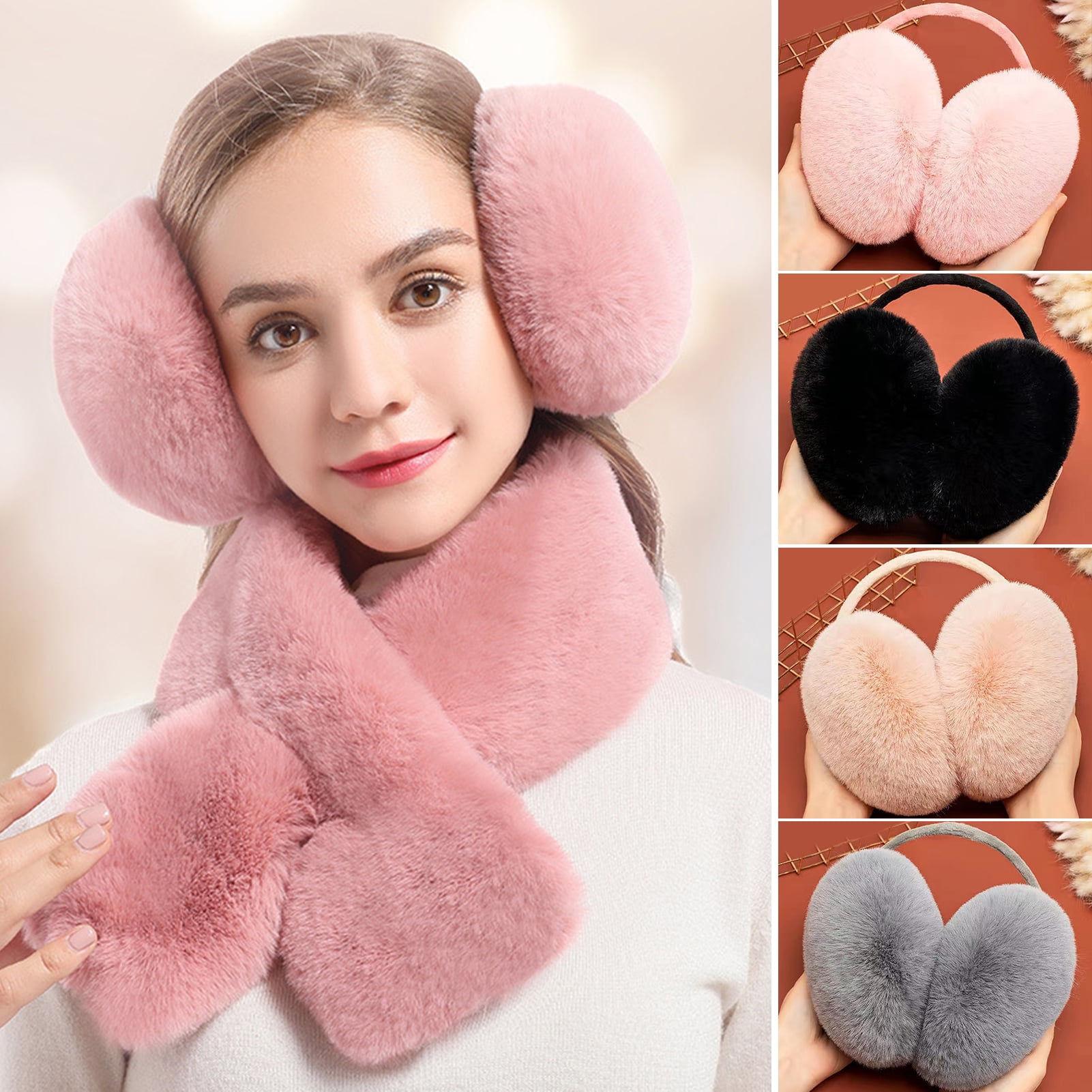 UDIYO Women Winter Earmuffs Girl Ski Adjustable Ear Covers for Cute Ear ...