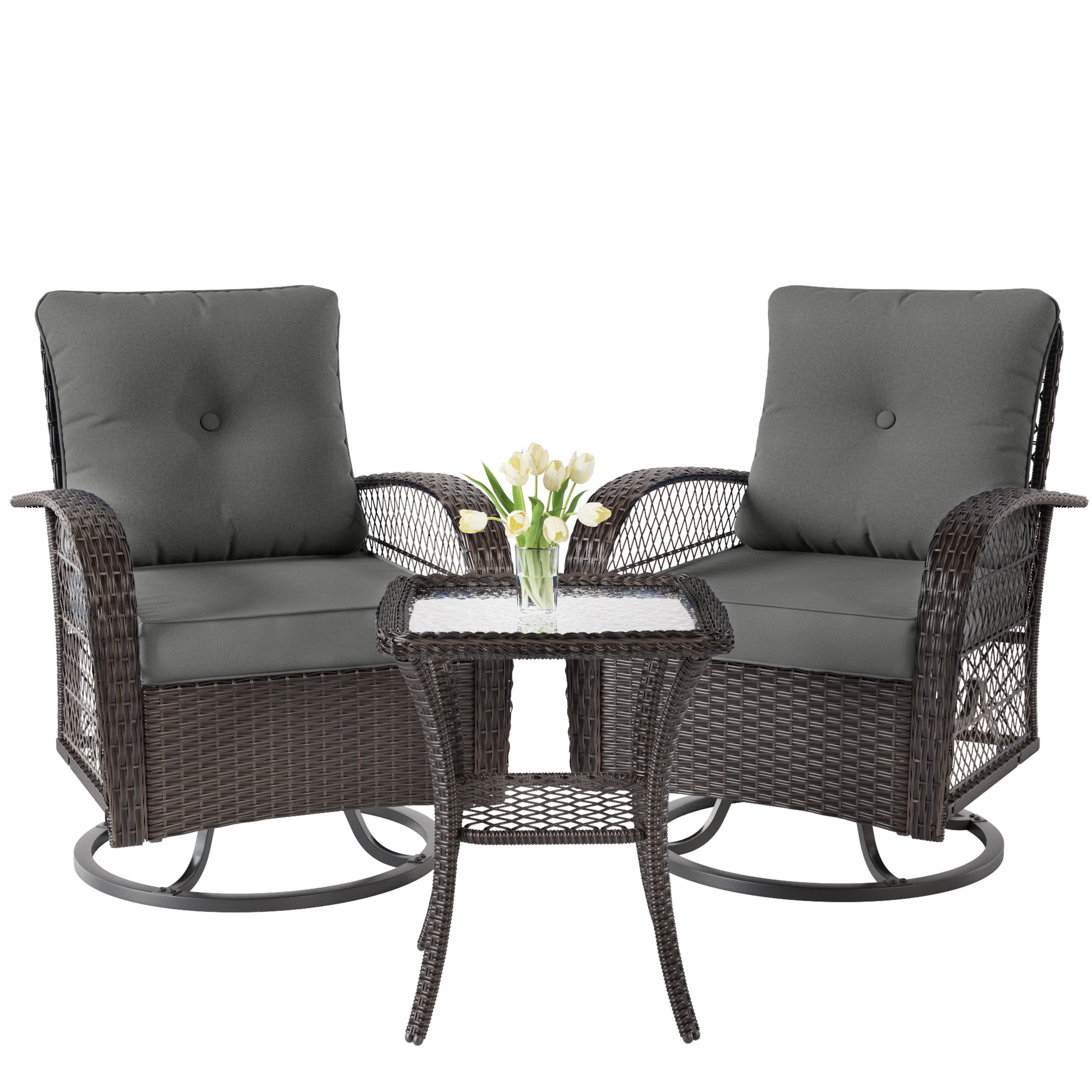 UDPATIO 3 Piece Outdoor Rocking Patio Furniture Set, Porch Swivel ...