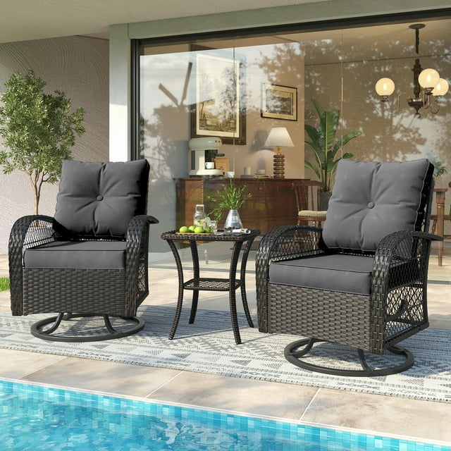 UDPATIO 3 Piece Outdoor Rocking Patio Furniture Set, Porch Swivel ...