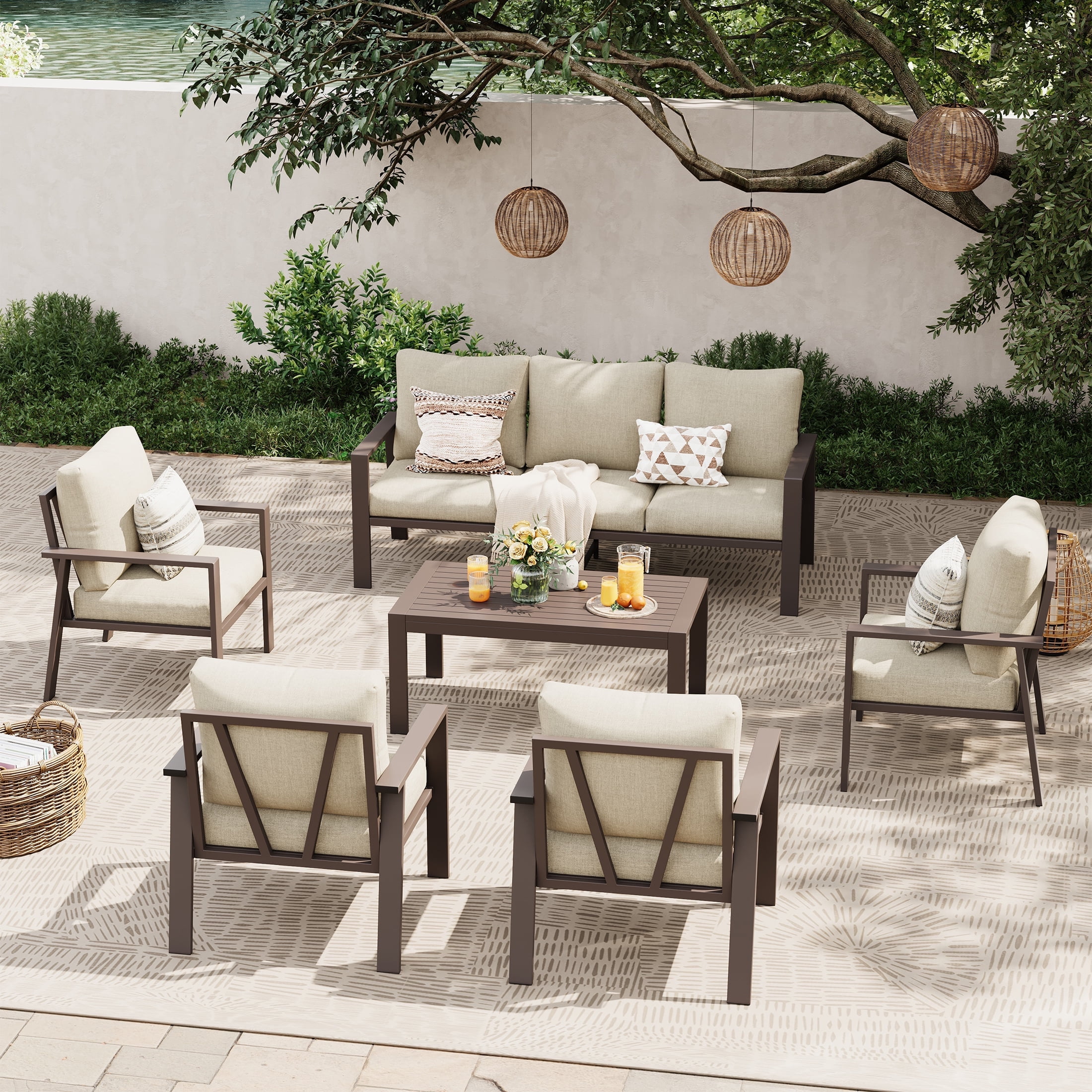 UDPATIO Aluminum Patio Furniture Set, Contemporary Outdoor Couch Set ...