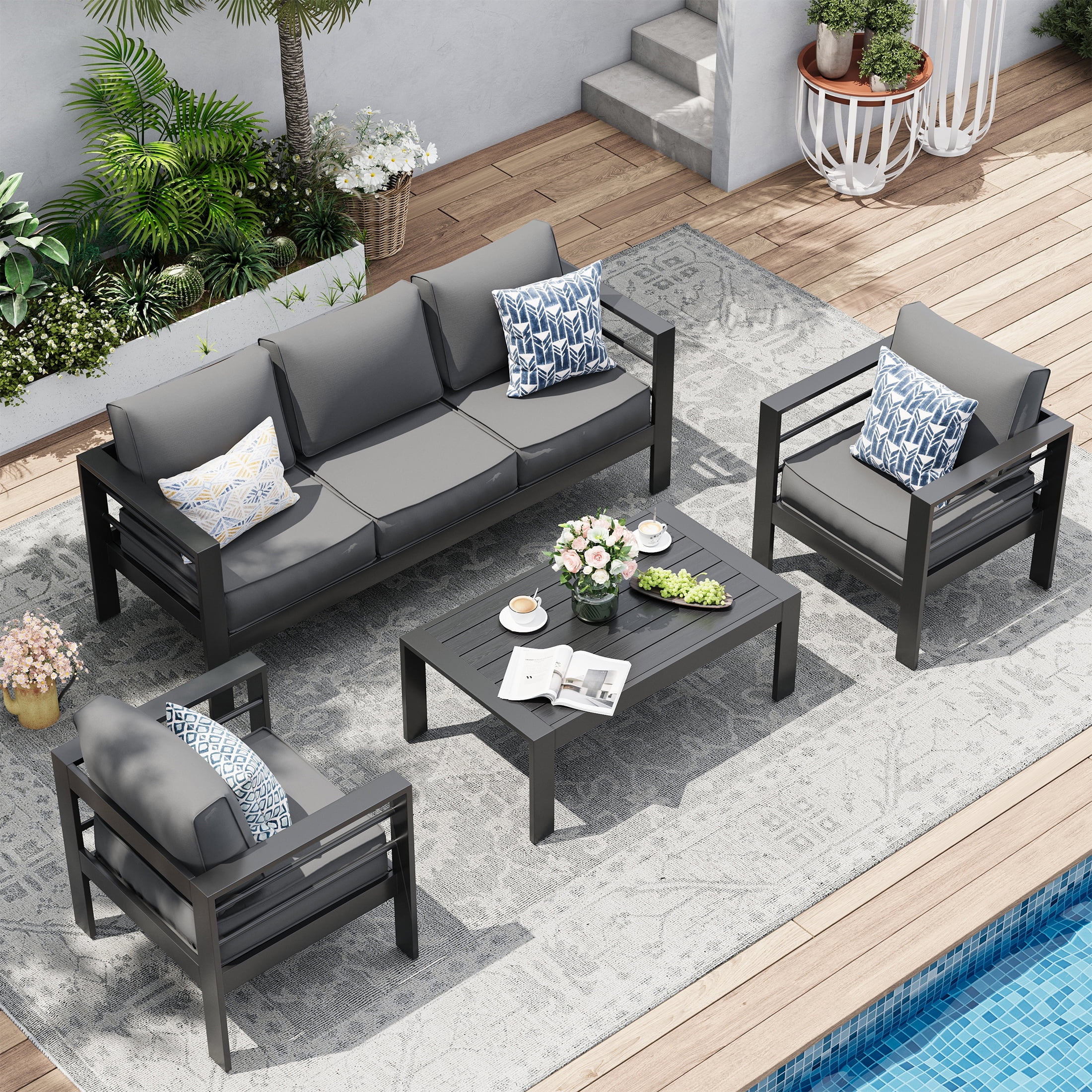 UDPATIO Premium Aluminum Outdoor Furniture Set, Weatherproof Patio ...
