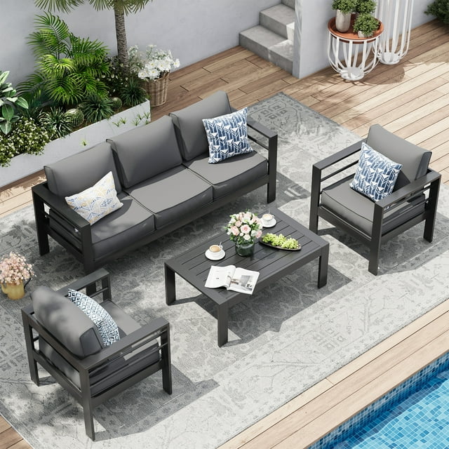 UDPATIO Premium Aluminum Outdoor Furniture Set, Weatherproof Patio ...