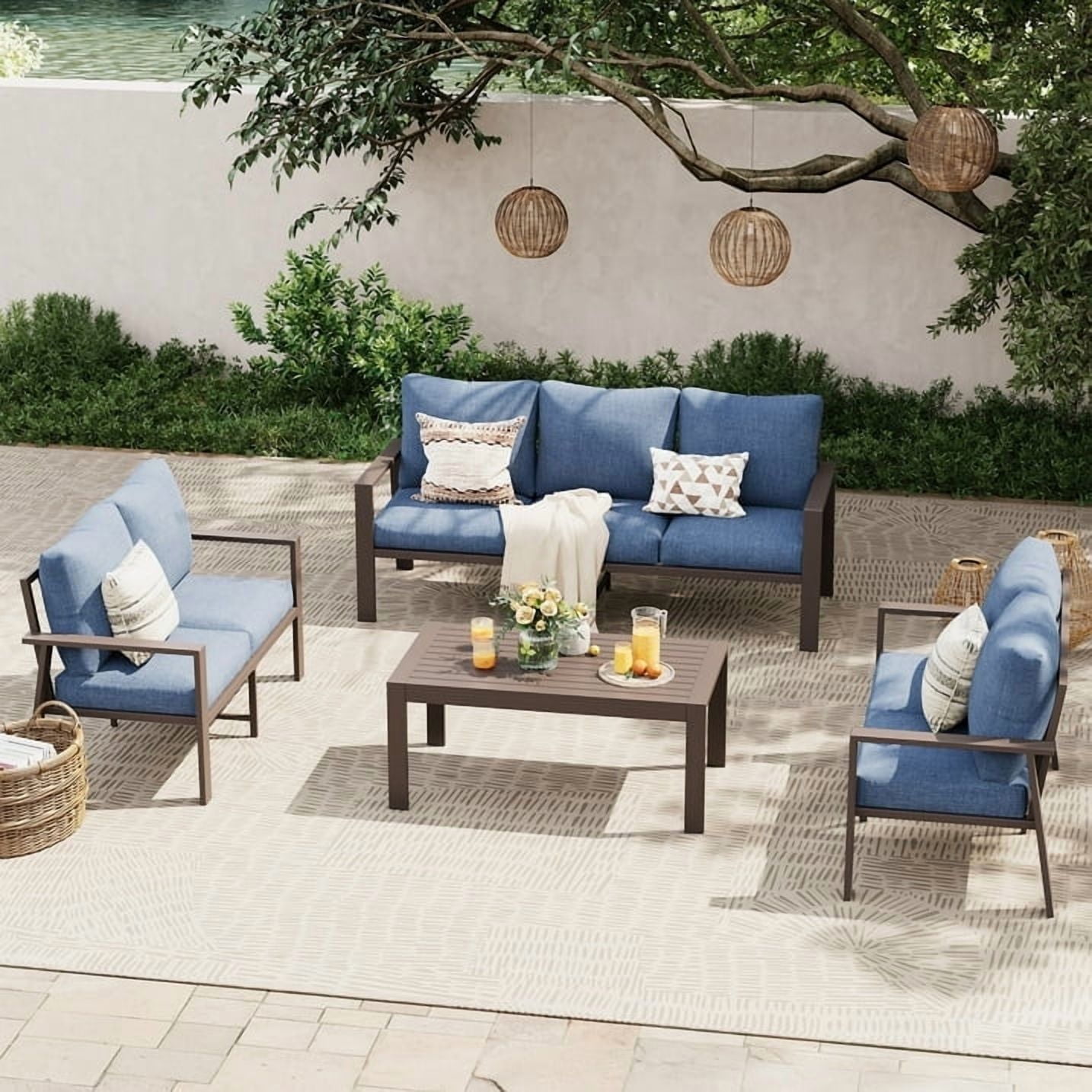 UDPATIO Aluminum Exterior Patio Furniture Set, Outdoor Couch & Chairs ...
