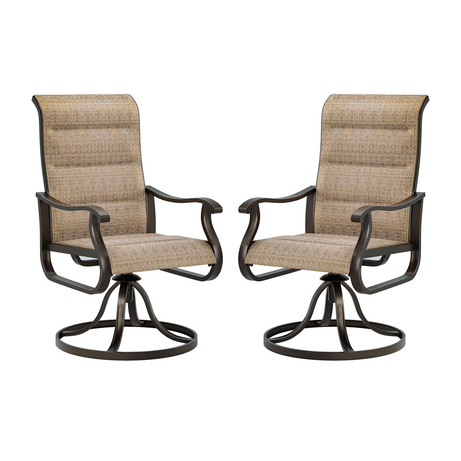 Nuu Garden Patio Dining Chairs Set of 2, Outdoor Padded Textilene Patio ...