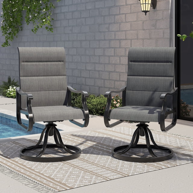 UDPATIO High Back Outdoor Dining Chairs Set of 2, All Weather Swivel ...