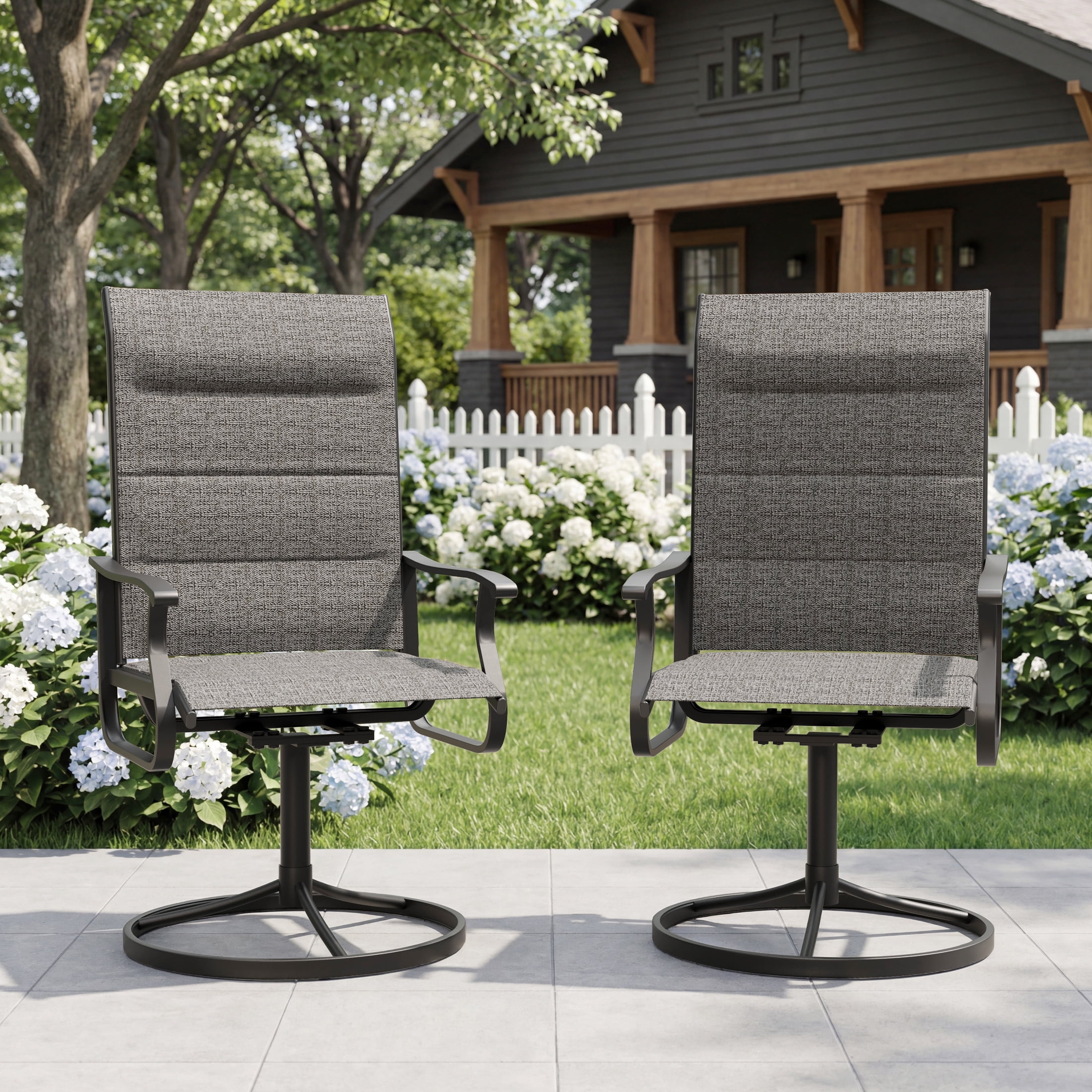 UDPATIO High Back Outdoor Dining Chairs, Set of 2, All Weather Swivel ...