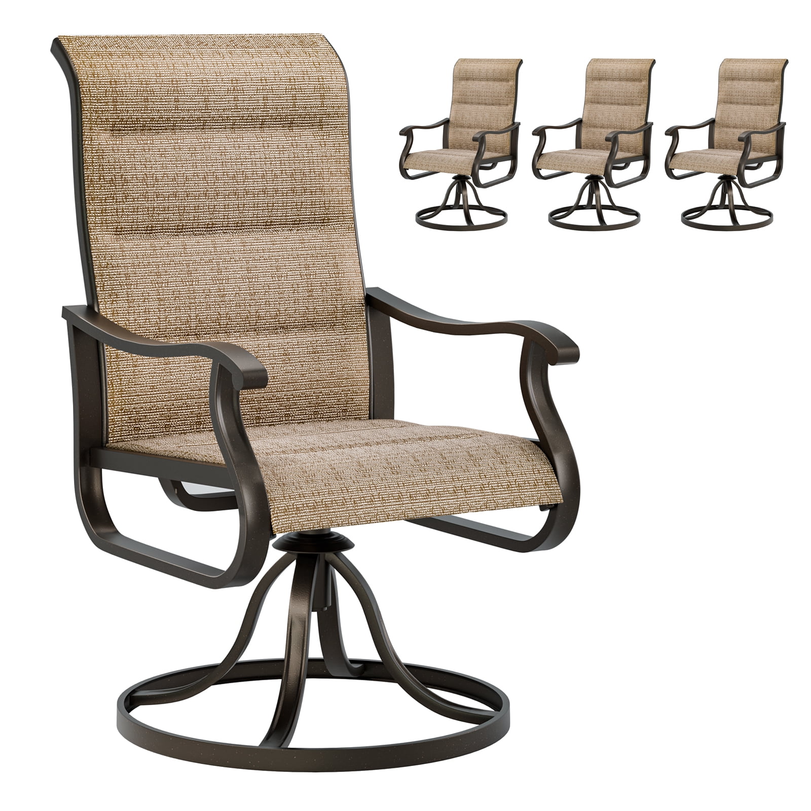 UDPATIO High Back Outdoor Dining Chairs Set of 4, All Weather Swivel ...