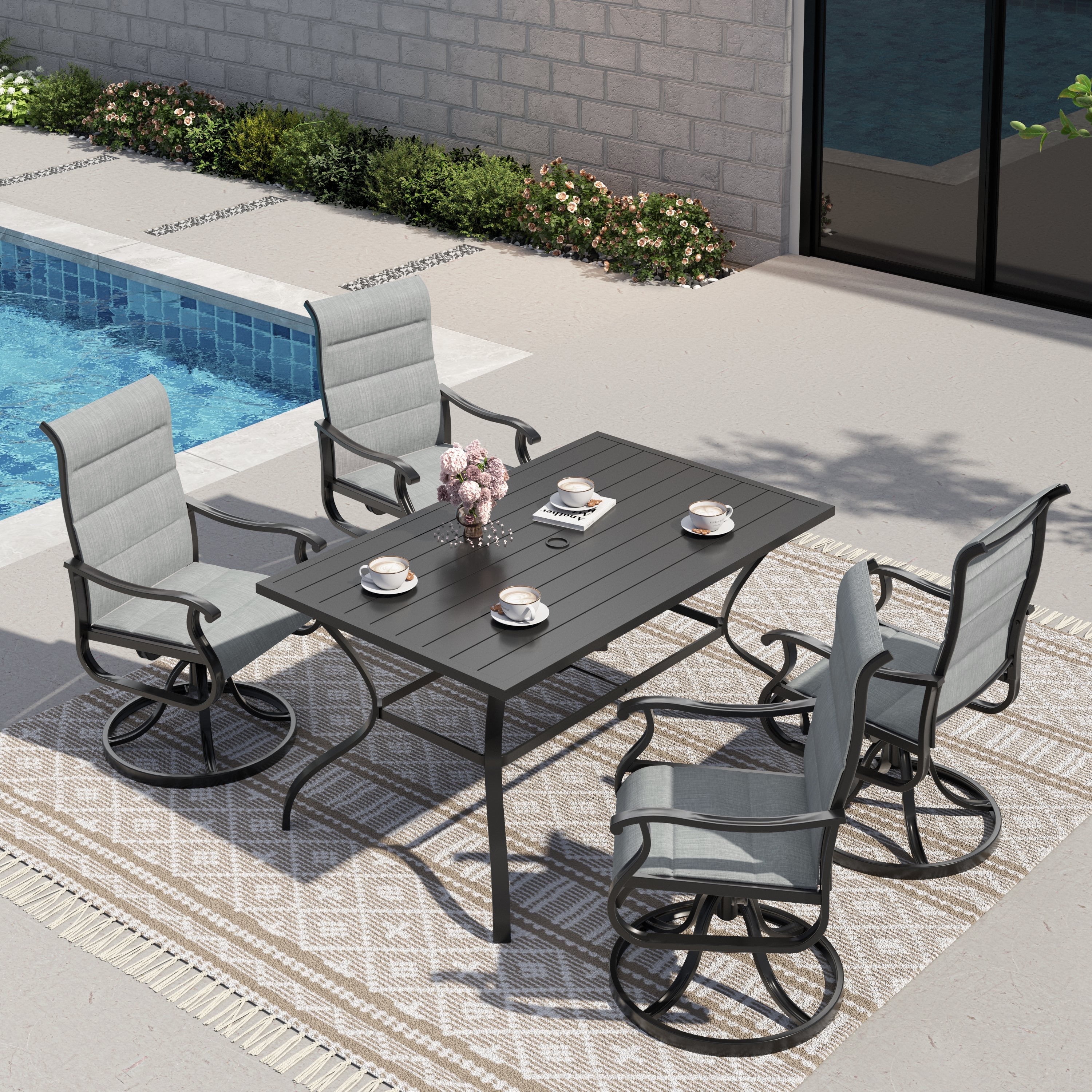 UDPATIO High Back Outdoor Dining Chairs Set of 4, Swivel Patio Chairs ...