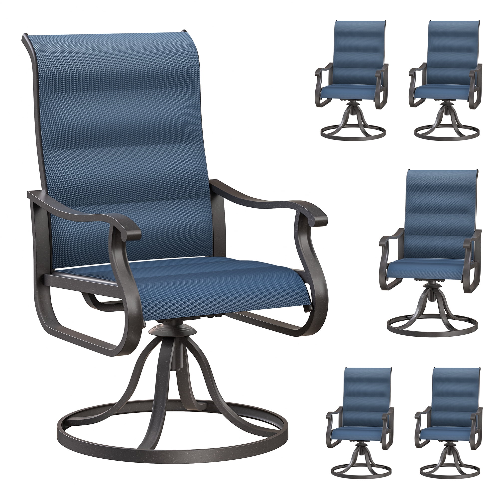 UDPATIO High Back Outdoor Dining Chairs Set of 6, All Weather Swivel ...