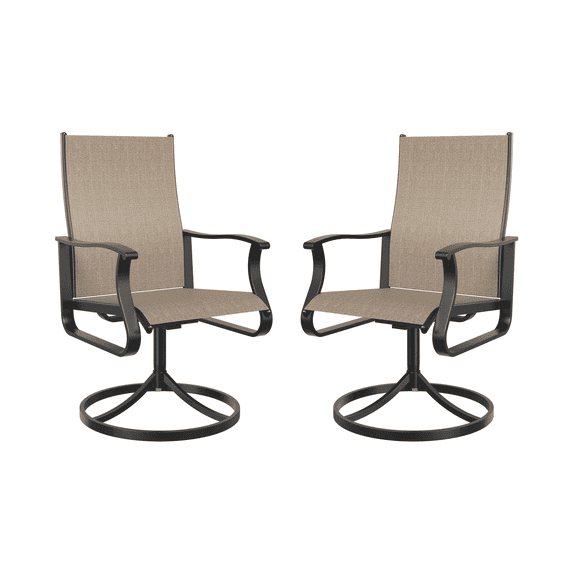 UDPATIO Low Back Outdoor Dining Chair Set of 2, 360°Swivel Patio Chair ...