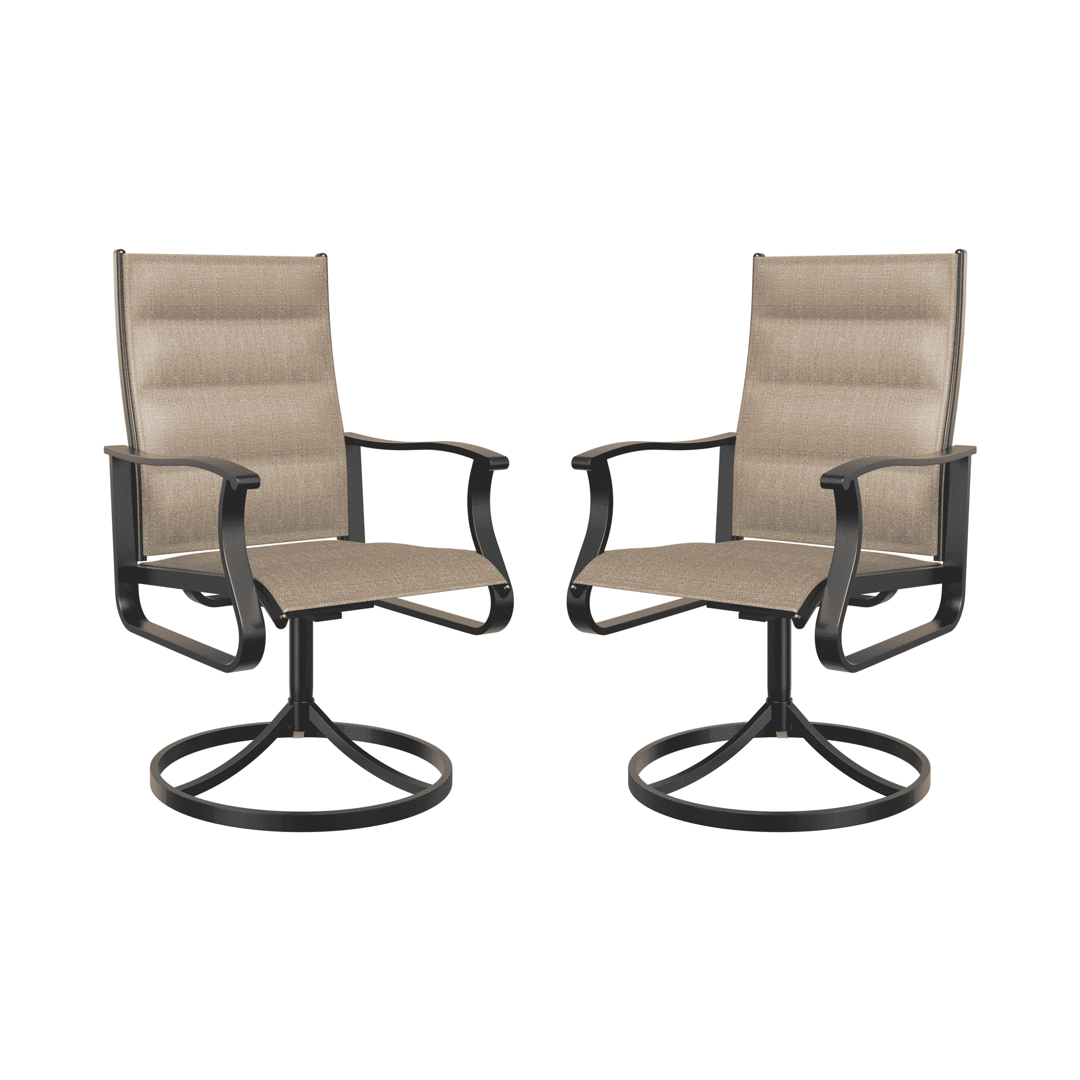 UDPATIO Low Back Swivel Patio Chairs Set of 2, Padded Outdoor Textilene ...