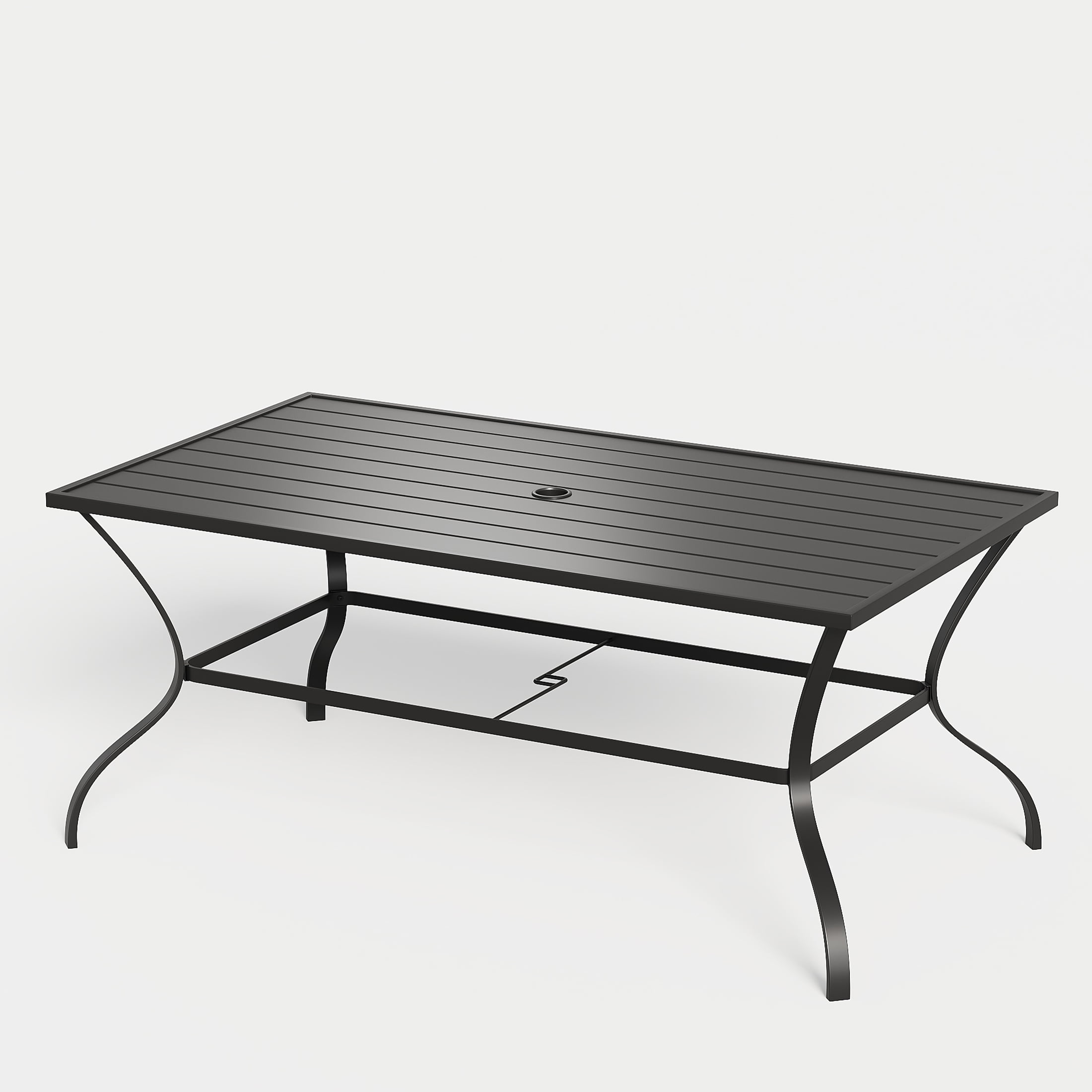 UDPATIO Outdoor Dining Table,Metal Rectangle Table with Umbrella Hole ...