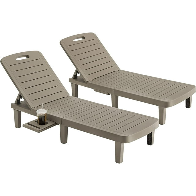 UDPATIO Oversized Plastic Poolside Reclining Lounge Chairs Set of 2, 5 ...